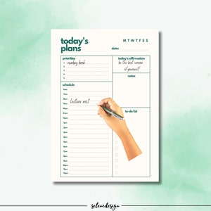 Daily Planner Printable Daily Schedule Minimalistic Daily Plan Green ...