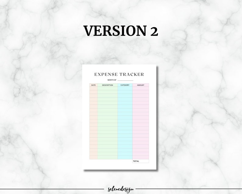 Expense Tracker Printable Spending Tracker Minimalistic Budget Template ...