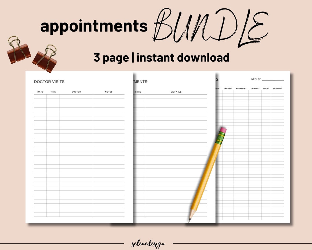 Appointment Tracker Printable Appointment Tracker BUNDLE Appointment ...
