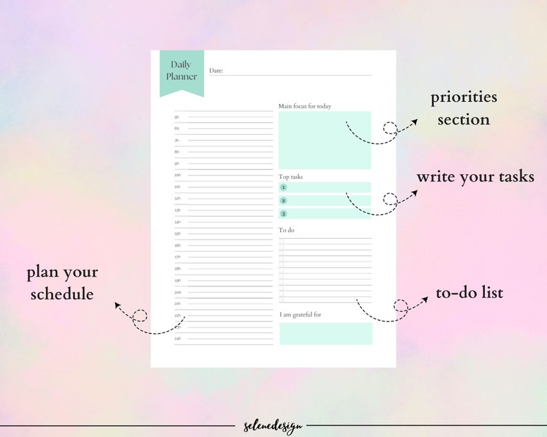 Daily Planner Colorful Daily Schedule Colorful Planner Daily 30 Min ...
