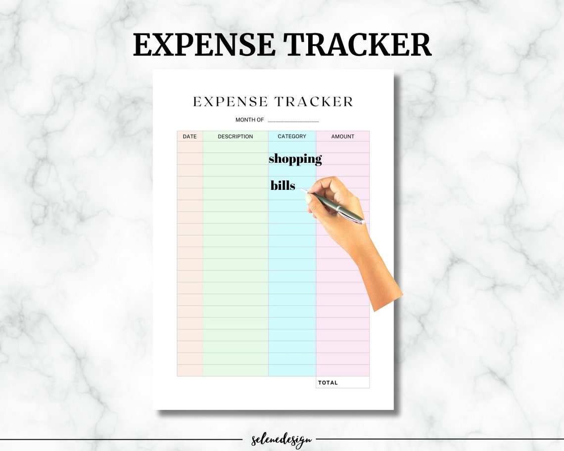 Expense Tracker Printable Spending Tracker Minimalistic Budget Template ...