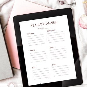 Yearly Planner Printable Yearly Overview Minimalistic Yearly Overview ...