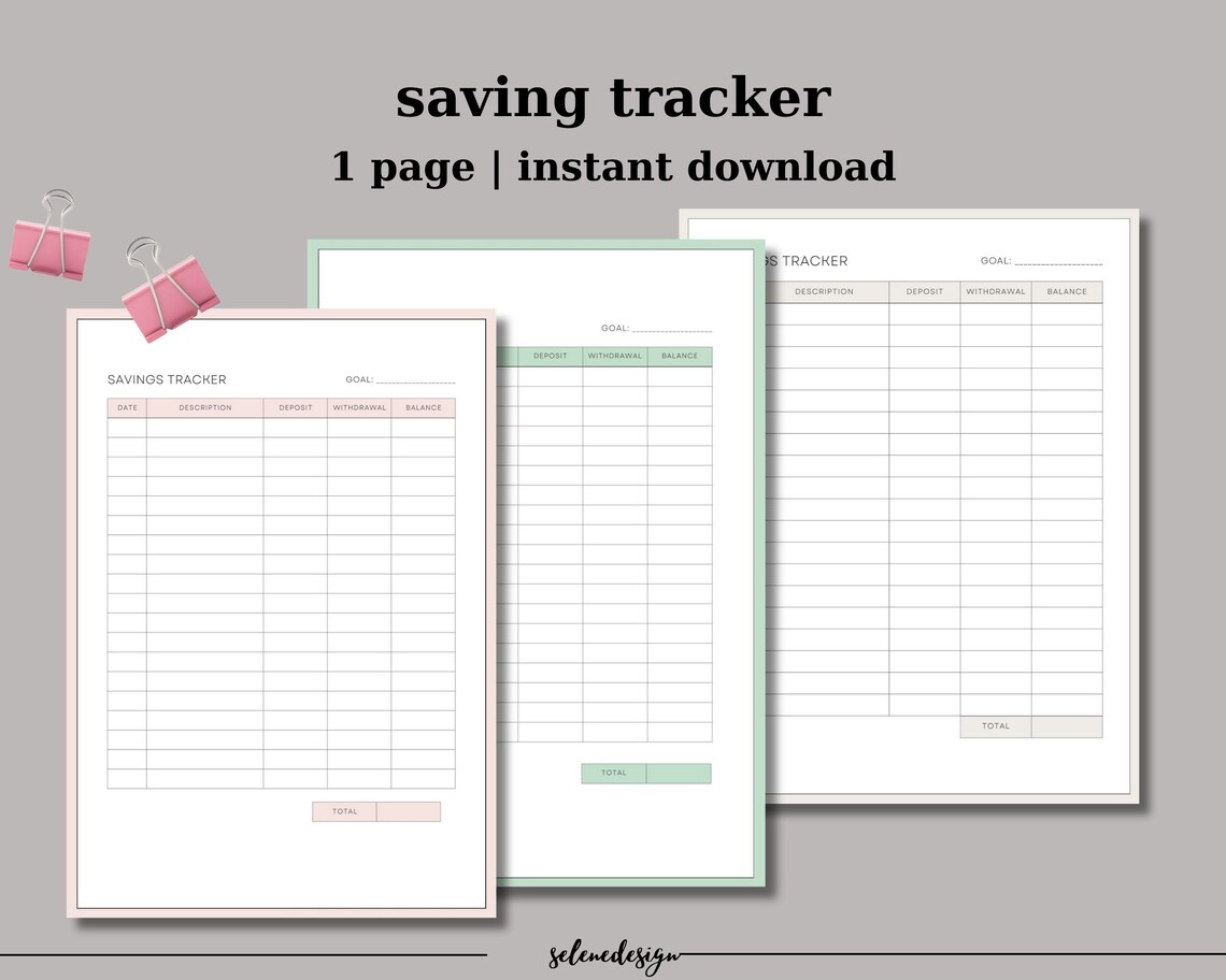 Savings Tracker Printable Savings Tracker Kids Savings Planner Template ...