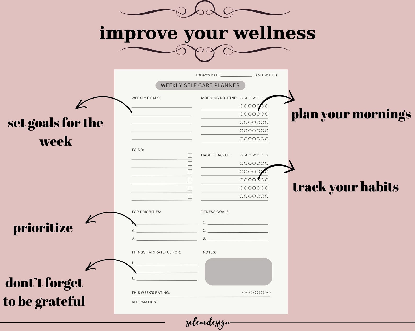 Weekly Self Care Tracker Printable, Daily Self Care Checklist, Routine ...