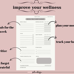 Weekly Self Care Tracker Printable, Daily Self Care Checklist, Routine ...