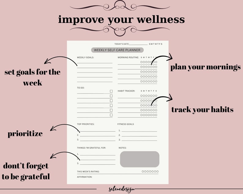 Weekly Self Care Tracker Printable, Daily Self Care Checklist, Routine ...