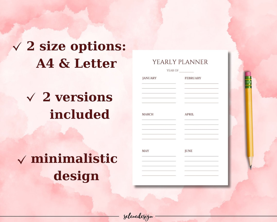 Yearly Planner Printable Yearly Overview Minimalistic Yearly Overview ...