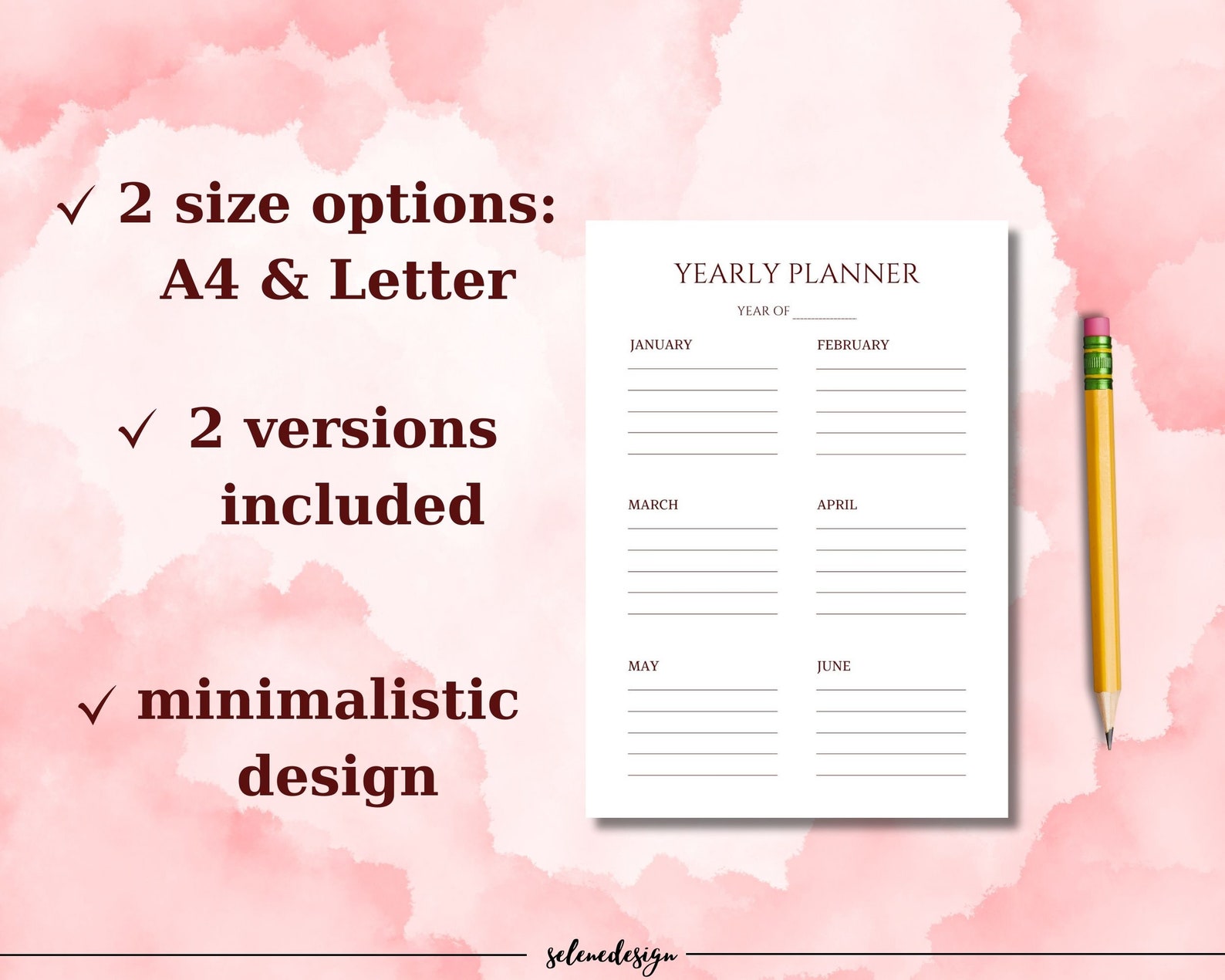 Yearly Planner Printable Yearly Overview Minimalistic Yearly Overview ...