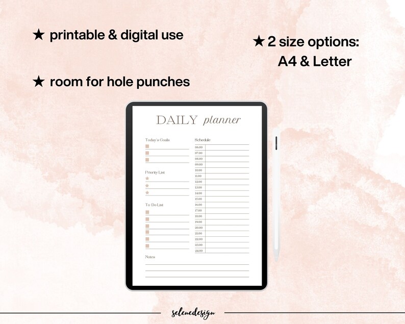 Daily Planner Minimalistic Daily Schedule Printable Daily Planner ...