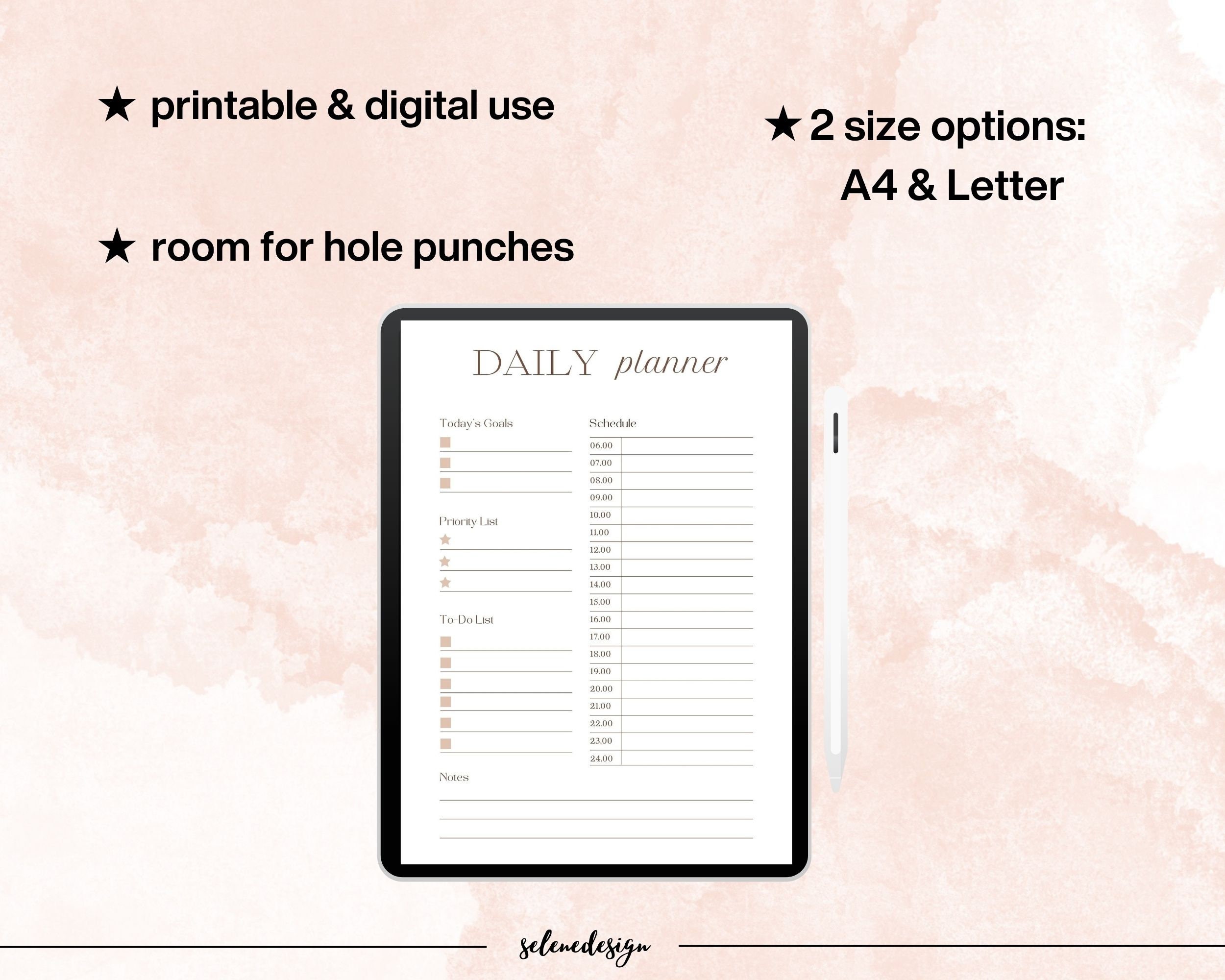 Daily Planner Minimalistic Daily Schedule Printable Daily Planner ...