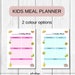 Kids Meal Planner Printable Menu Kids Meal Prep Planner Kids Food ...
