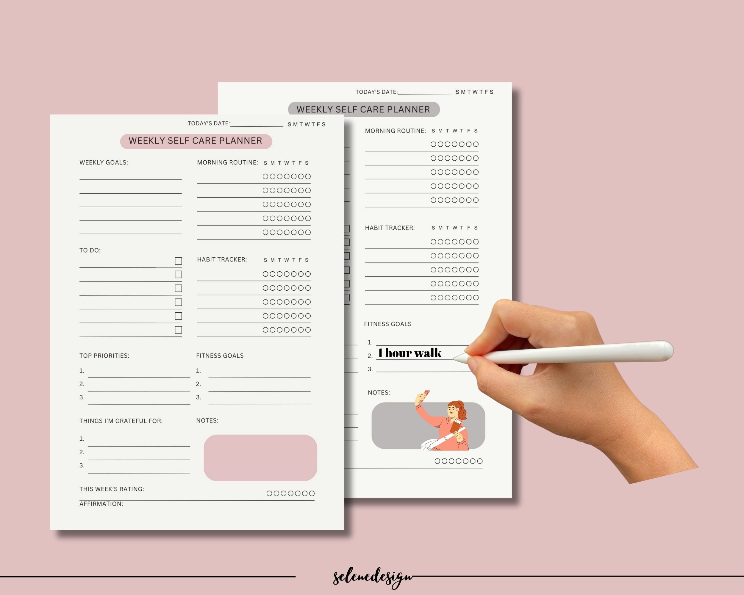 Weekly Self Care Tracker Printable, Daily Self Care Checklist, Routine ...