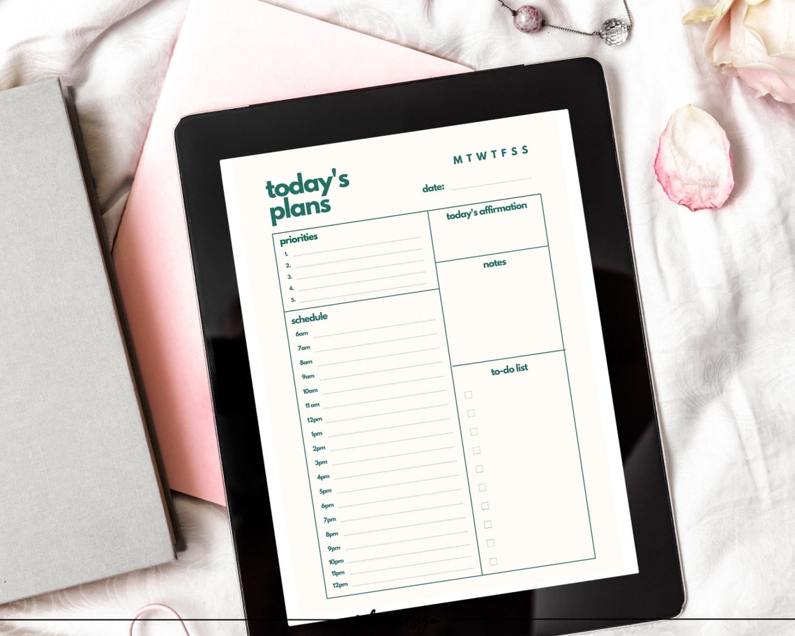 Daily Planner Printable Daily Schedule Minimalistic Daily Plan Green ...