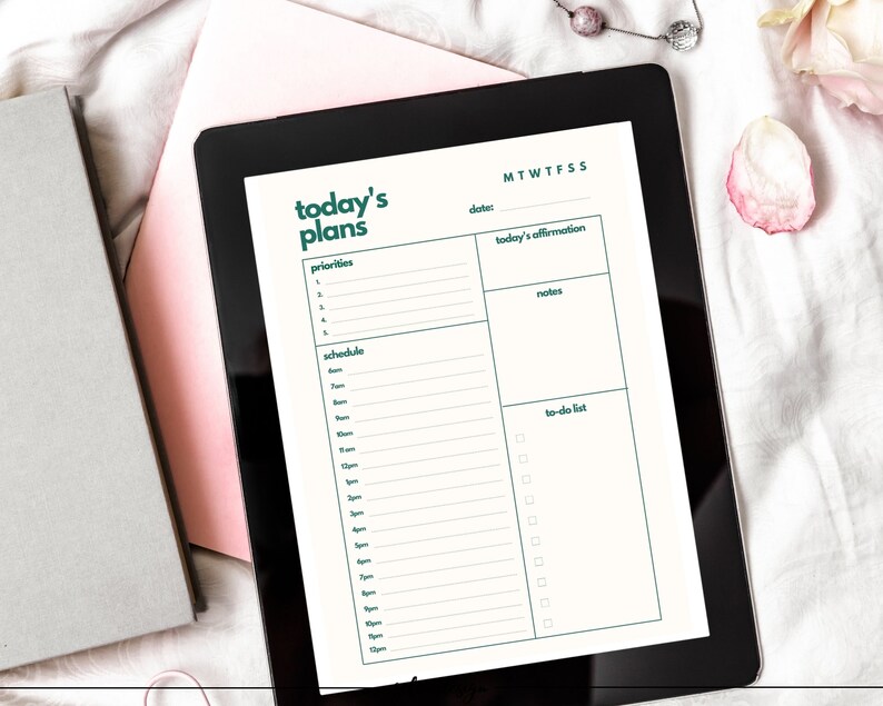 Daily Planner Printable Daily Schedule Minimalistic Daily Plan Green ...