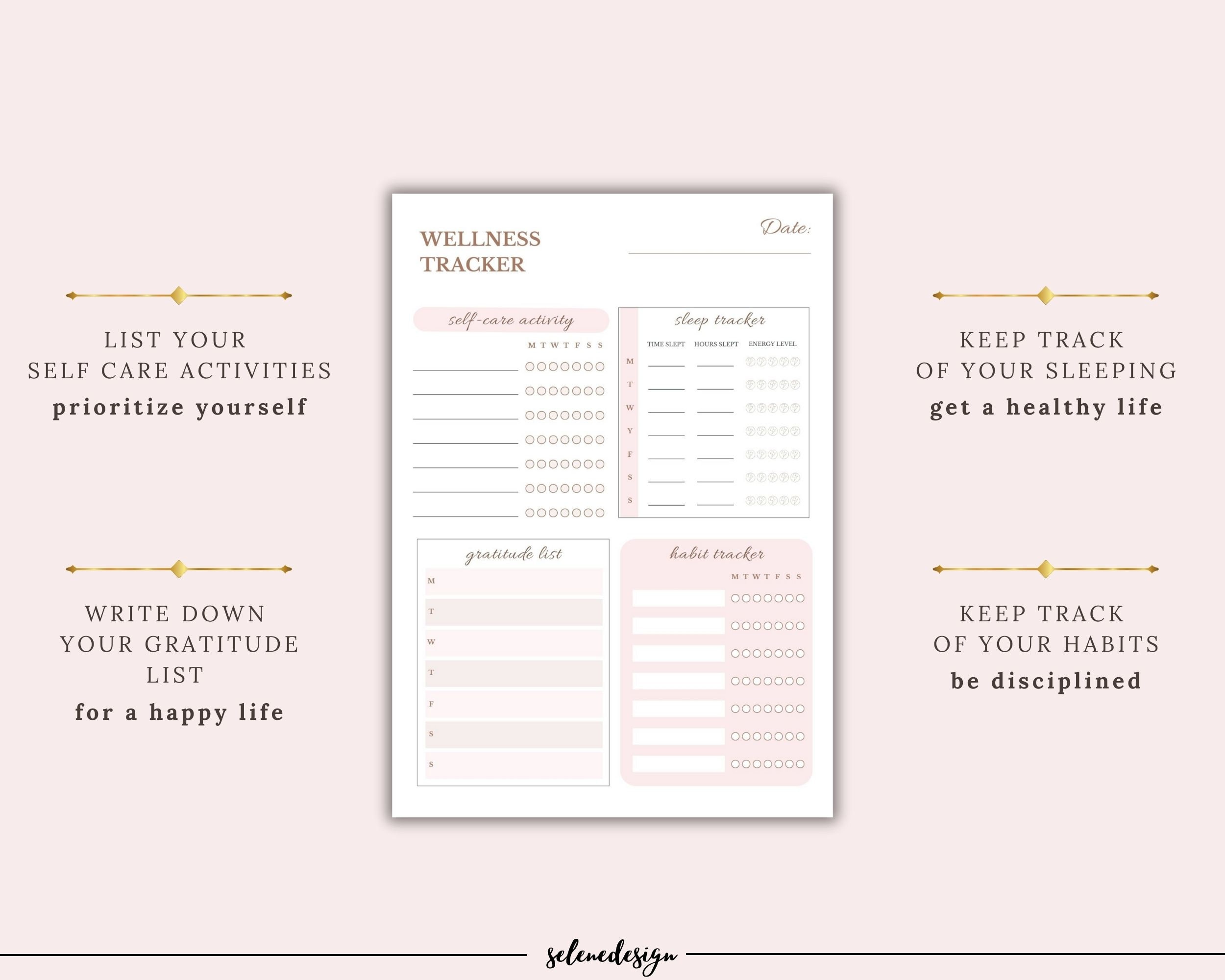 Wellness Tracker Printable Self Care Journal Printable Wellness Journal ...