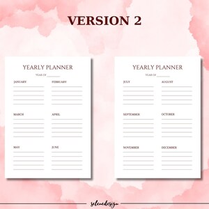 Yearly Planner Printable Yearly Overview Minimalistic Yearly Overview ...