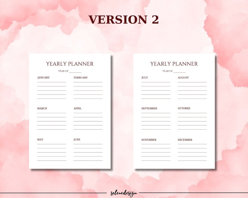 Yearly Planner Printable Yearly Overview Minimalistic Yearly Overview ...