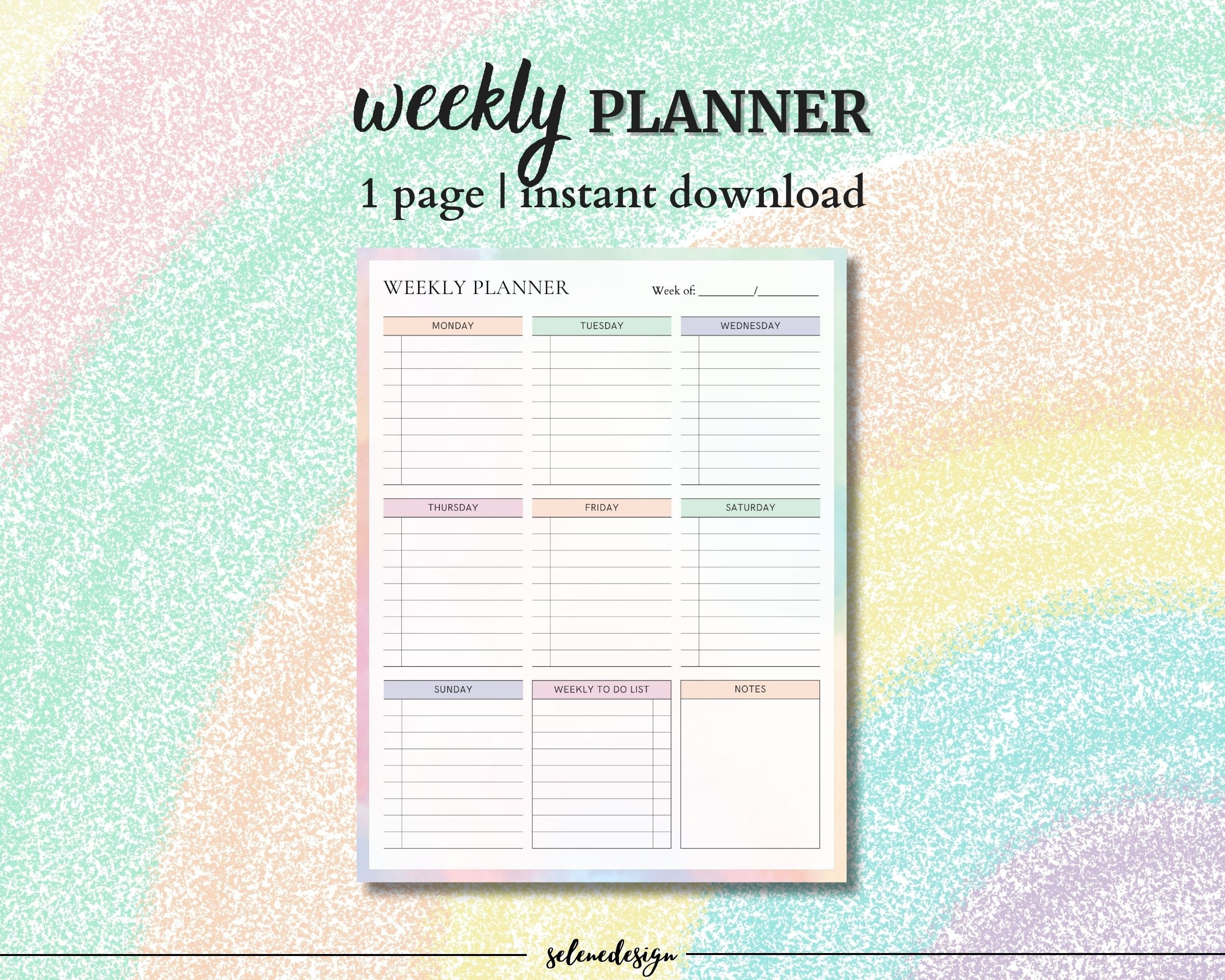 Planner Weekly Printable Weekly Schedule Printable Weekly Planner ...