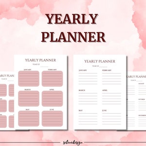 Yearly Planner Printable Yearly Overview Minimalistic Yearly Overview ...