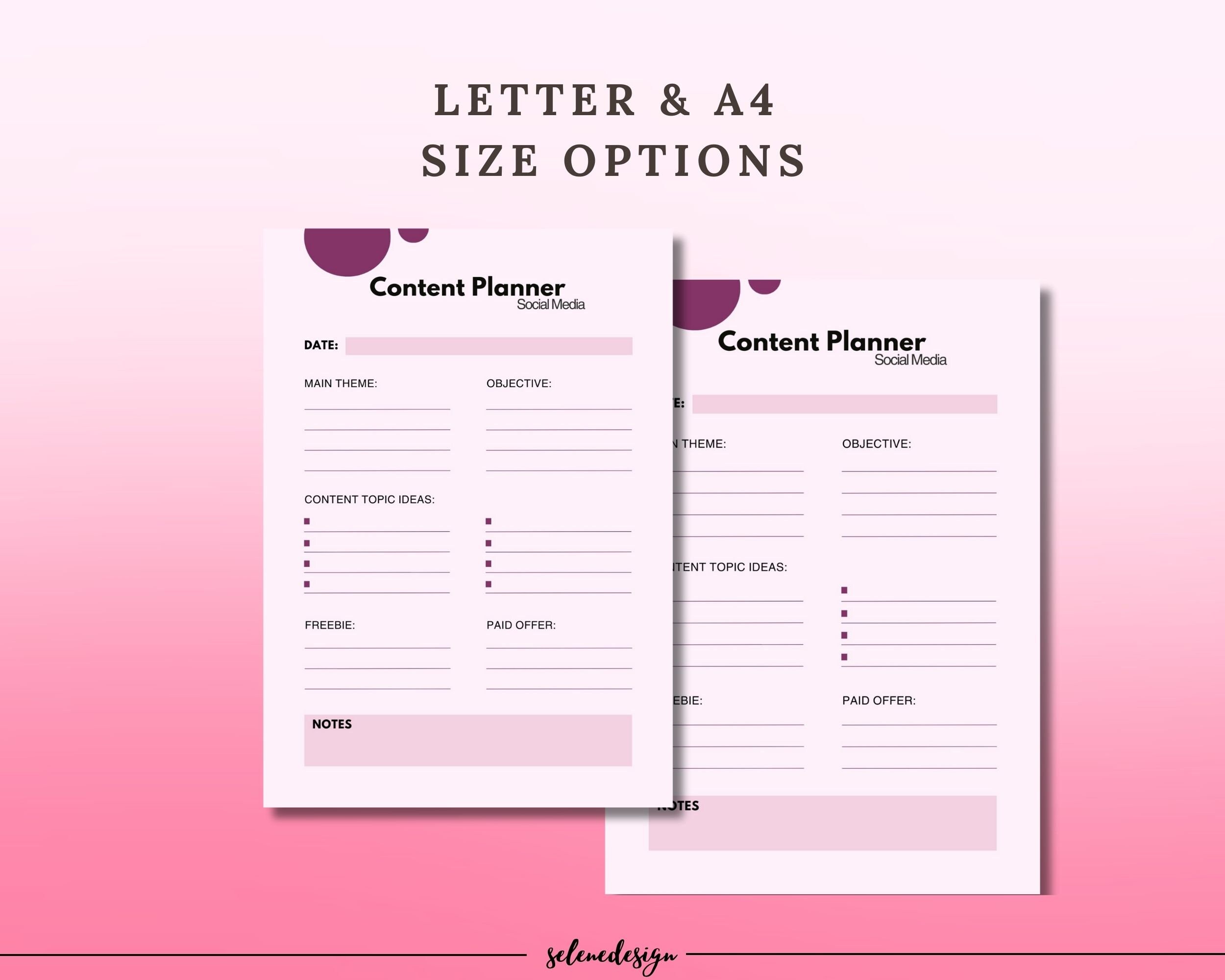 Content Planner Printable Social Media Planner Printable Content ...