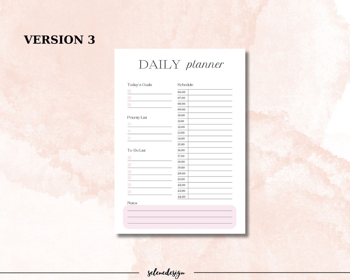 Daily Planner Minimalistic Daily Schedule Printable Daily Planner ...