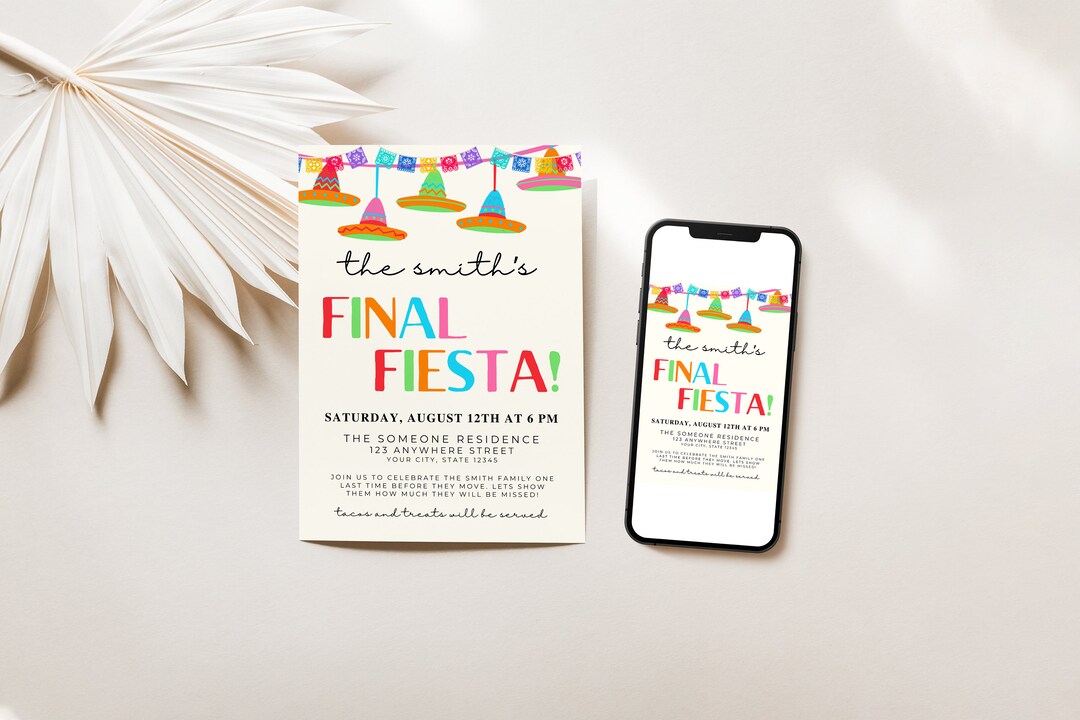 Final Fiesta Invitation: Goodbye Moving Party Invite (digital Download ...