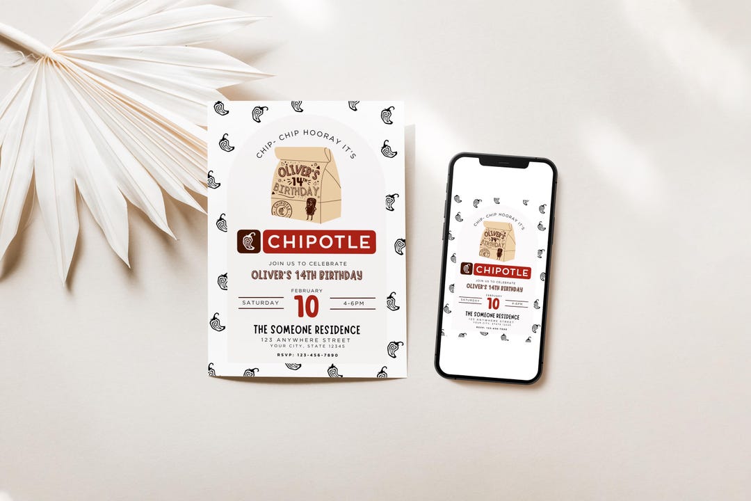 Chipotle Birthday Invitation: Editable Party Invite (digital Download ...