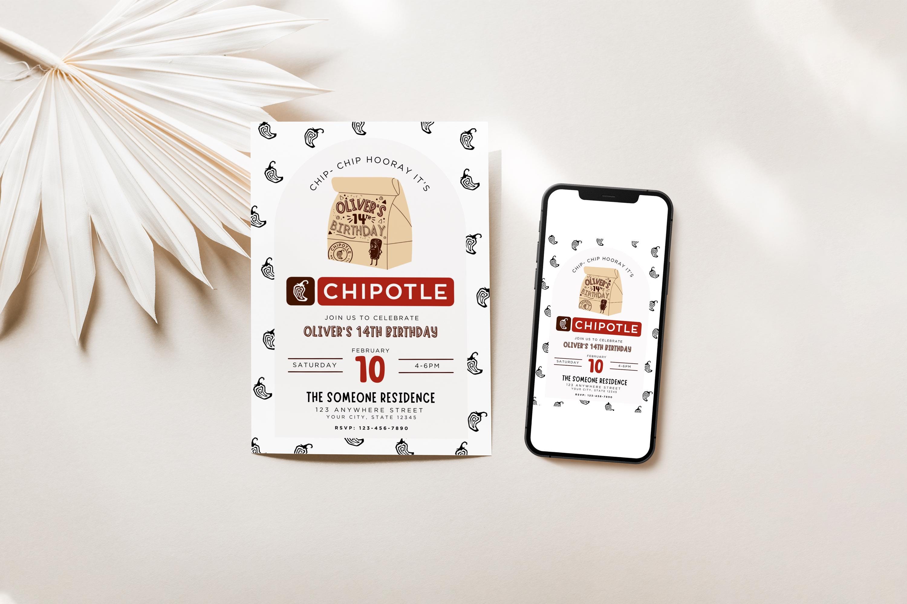 Chipotle ANY AGE Birthday | Chipotle Birthday Party | Editable Birthday ...