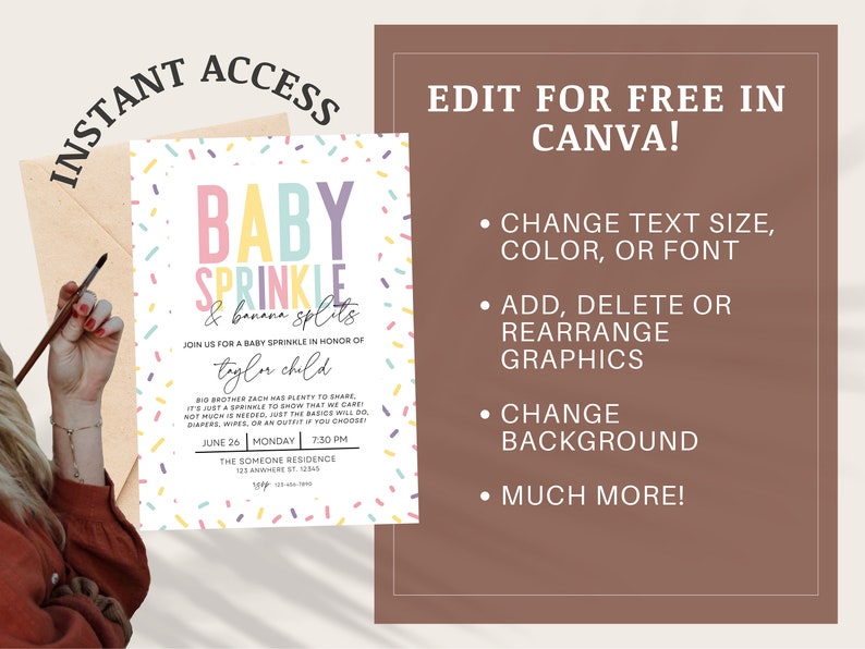 Baby Sprinkle and Banana Splits Invite Baby Sprinkle Invitation Baby Shower Banana Split Invite ...