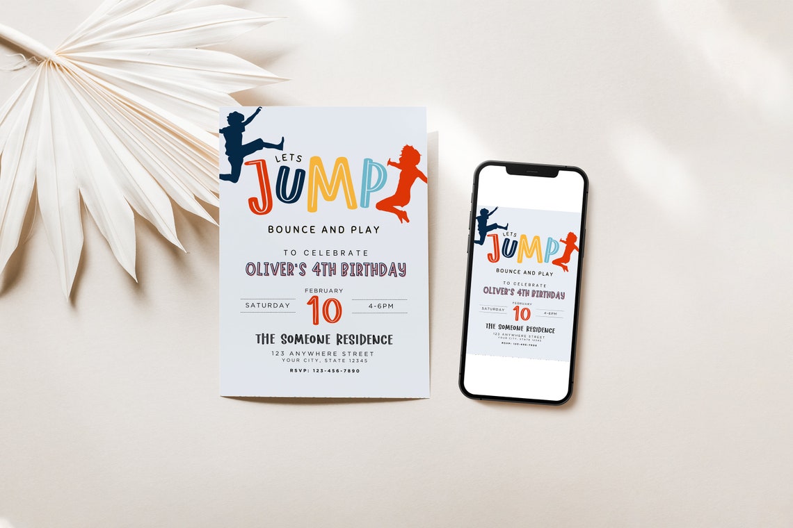 Trampoline Park Birthday Invitation: Jump & Play (digital Download) - Etsy