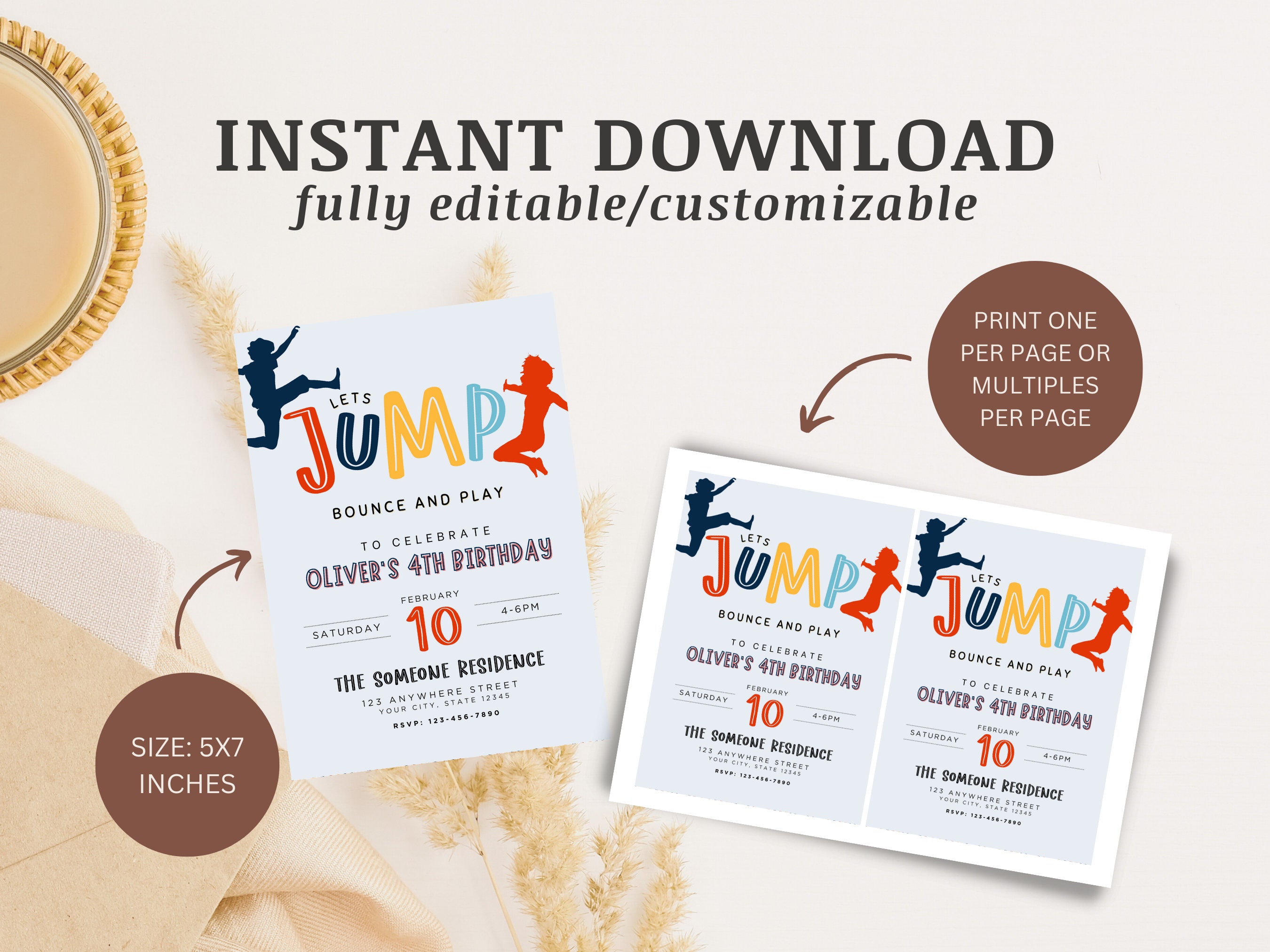 Trampoline Park Birthday Invitation: Jump & Play (digital Download) - Etsy