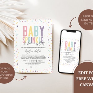 Baby Sprinkle and Banana Splits Invite | Baby Sprinkle Invitation | Baby Shower Banana Split ...