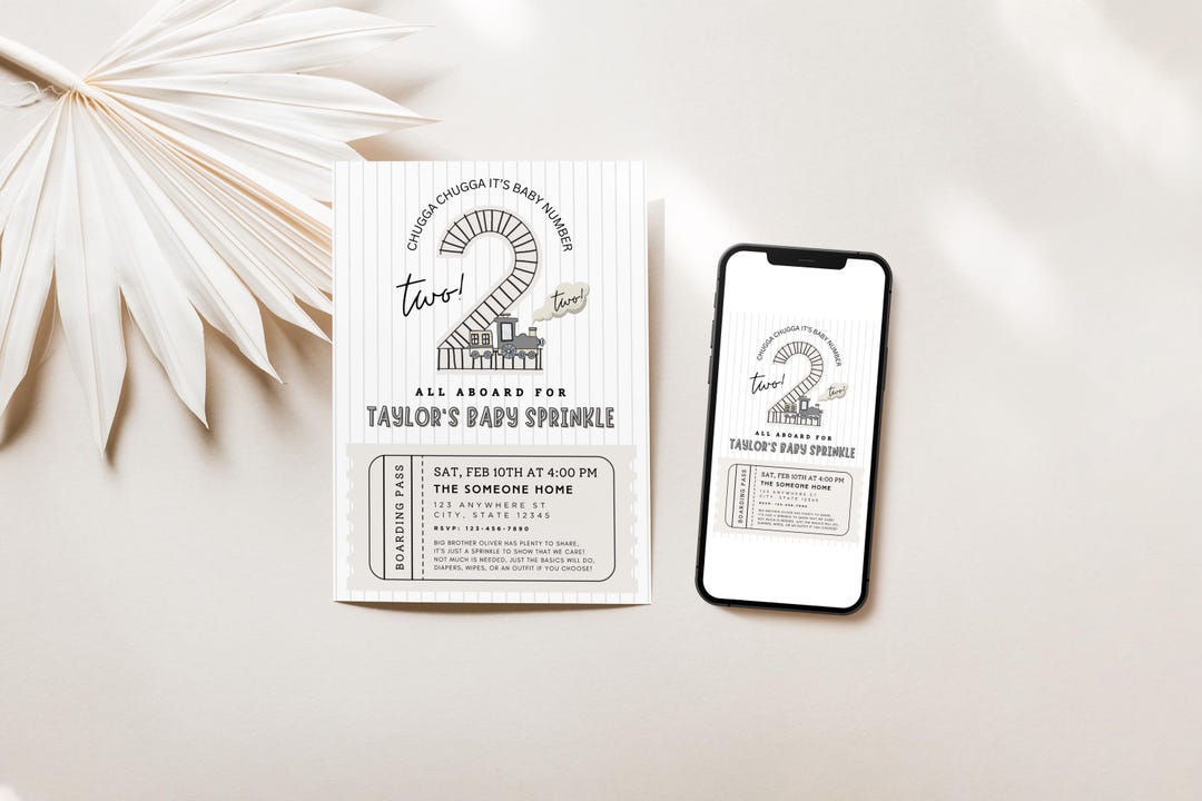 Chugga Chugga Baby Number Two Two Baby Sprinkle Party Invite | Baby ...