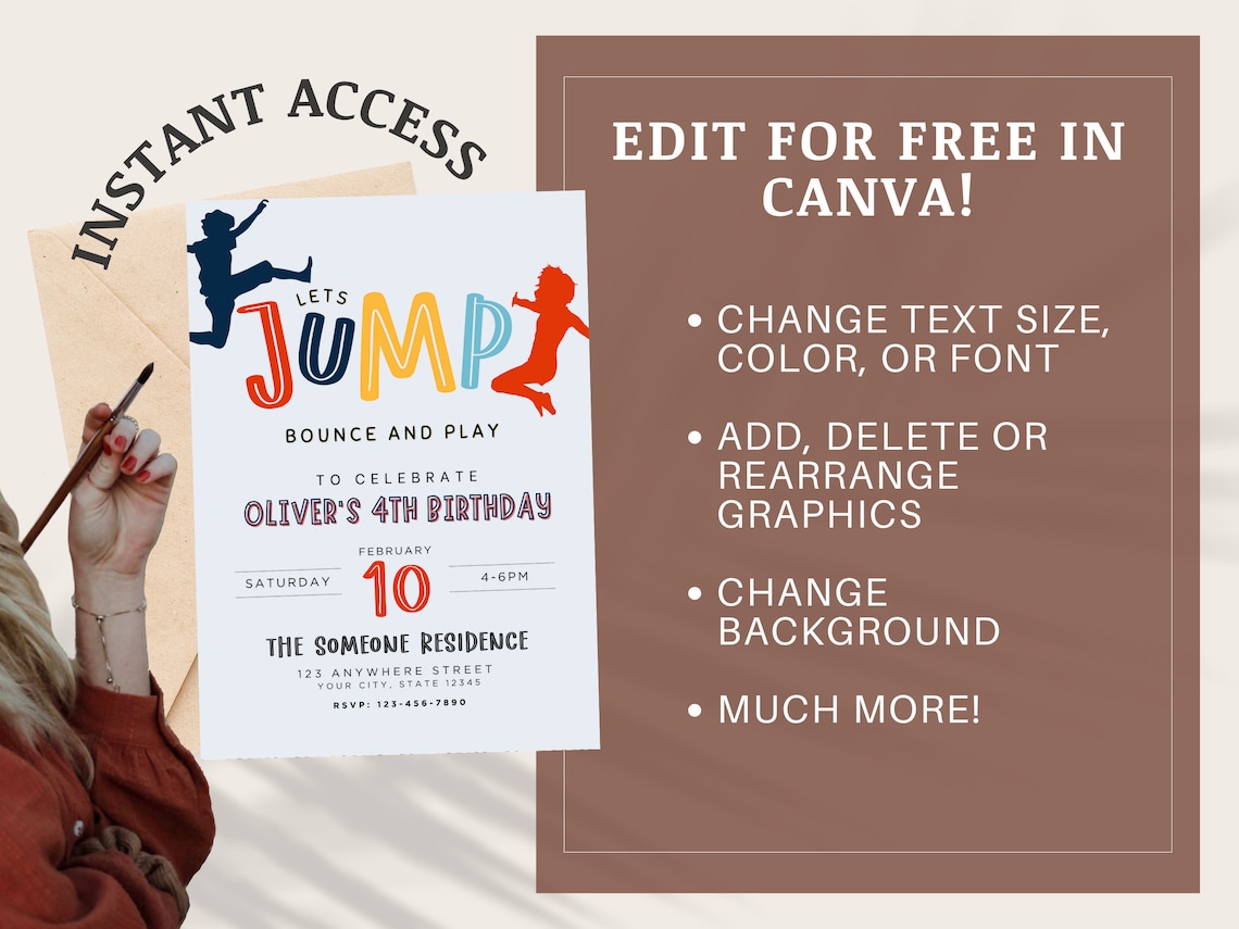 Trampoline Park Birthday Invitation: Jump & Play (digital Download) - Etsy