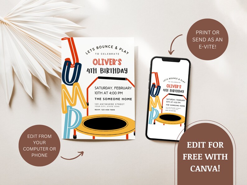 Trampoline Birthday Invitation: Jump & Play Party (digital Download) - Etsy