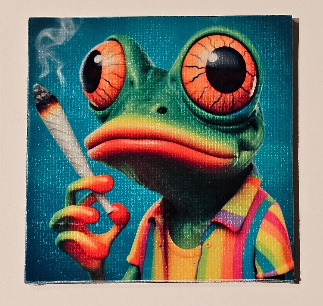 Stoner Frog Magnet: Sublimated Laminated Canvas Locker Decor - Etsy