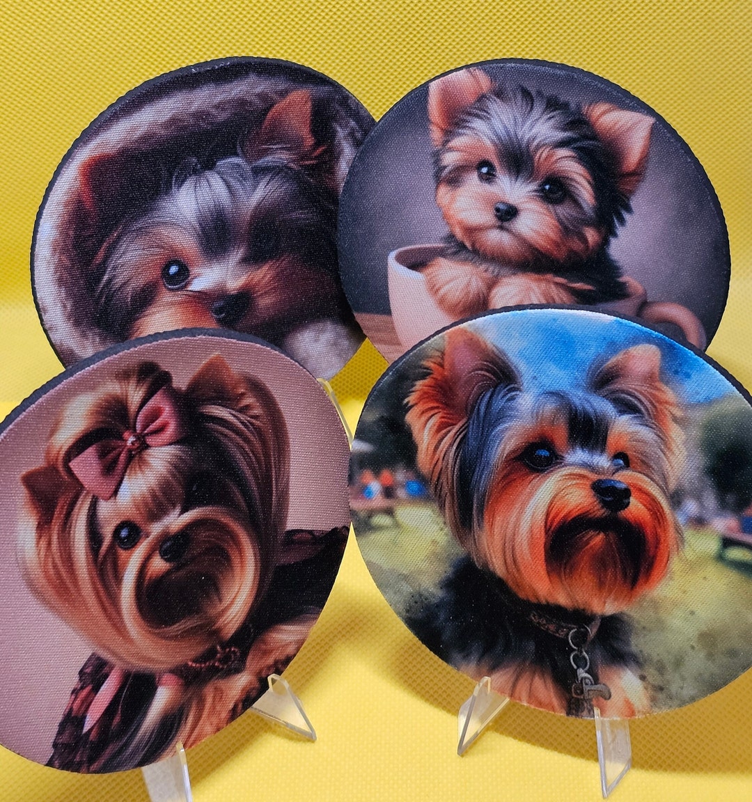 Yorkie Dog Coasters, Unique Terrier Art,yorkshire Terrier Gift,themed ...