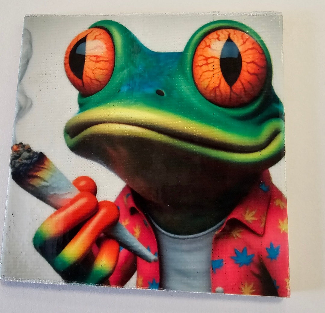 Frog Magnet,sublimated Magnet,laminated Canvas,stoner Frog,pot Shirt ...
