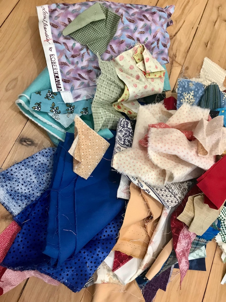 Scrap Fabric Bundle 500g Snippets and Pieces for Sewing Journalling ...