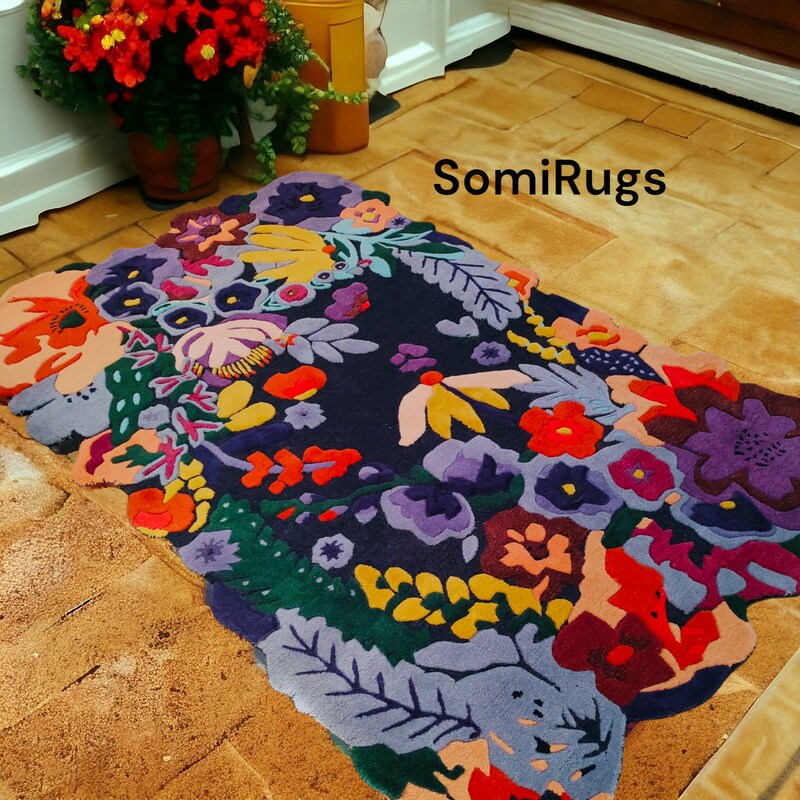 Floral Tufted Rug - Etsy