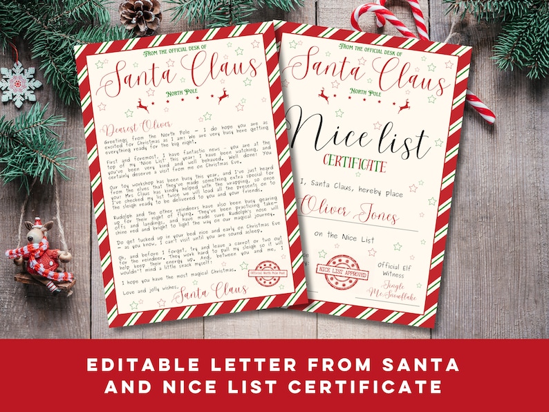 Editable Letter From Santa Claus Printable Nice List - Etsy UK