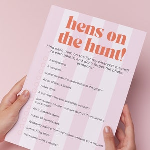 Hens on the Hunt Hen Party Game Pink Candy Stripe Theme Hens ...