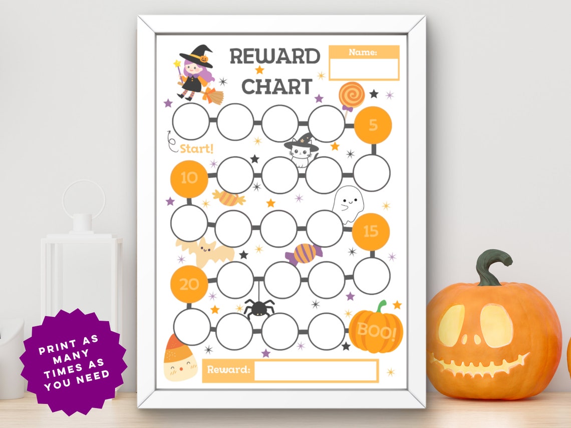 Halloween Reward Chart Kids Behaviour Chart Instant - Etsy