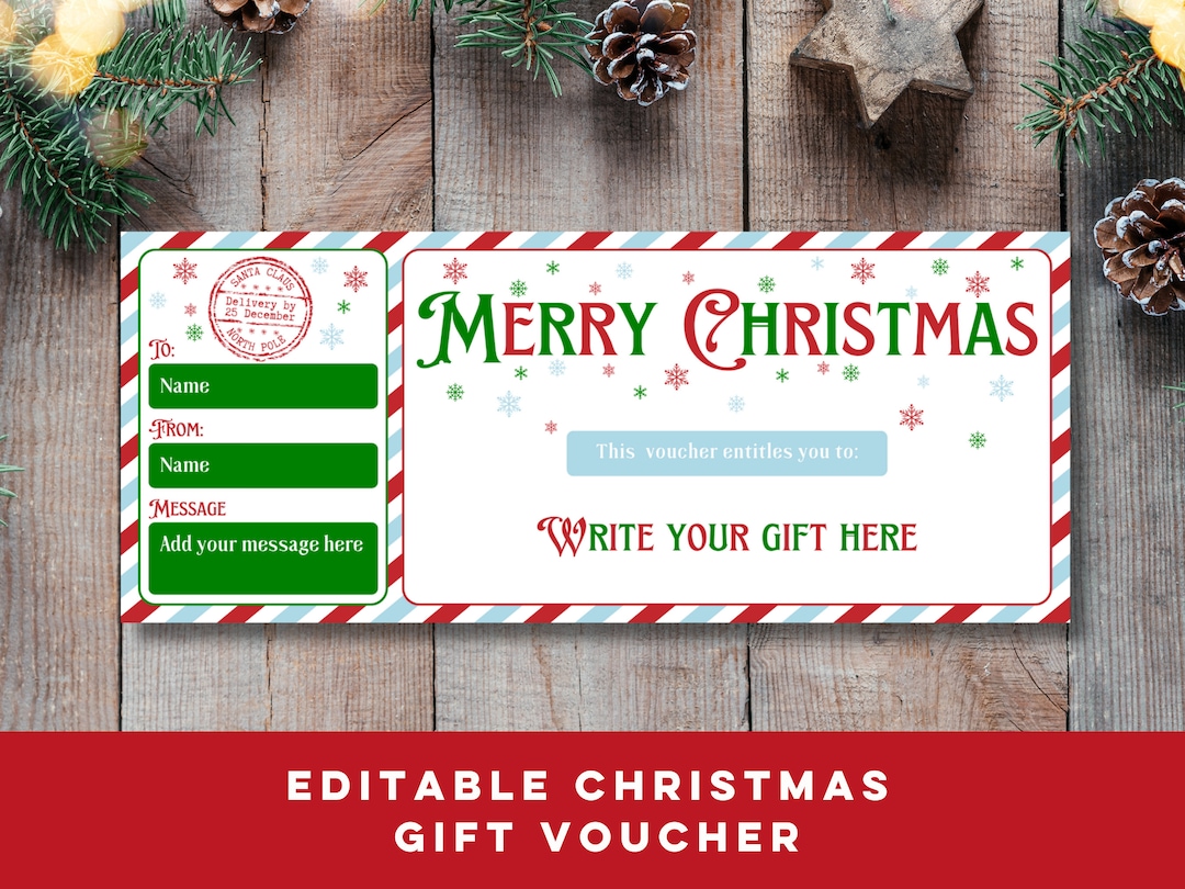 Christmas Coupon Template Editable Christmas Voucher Printable ...