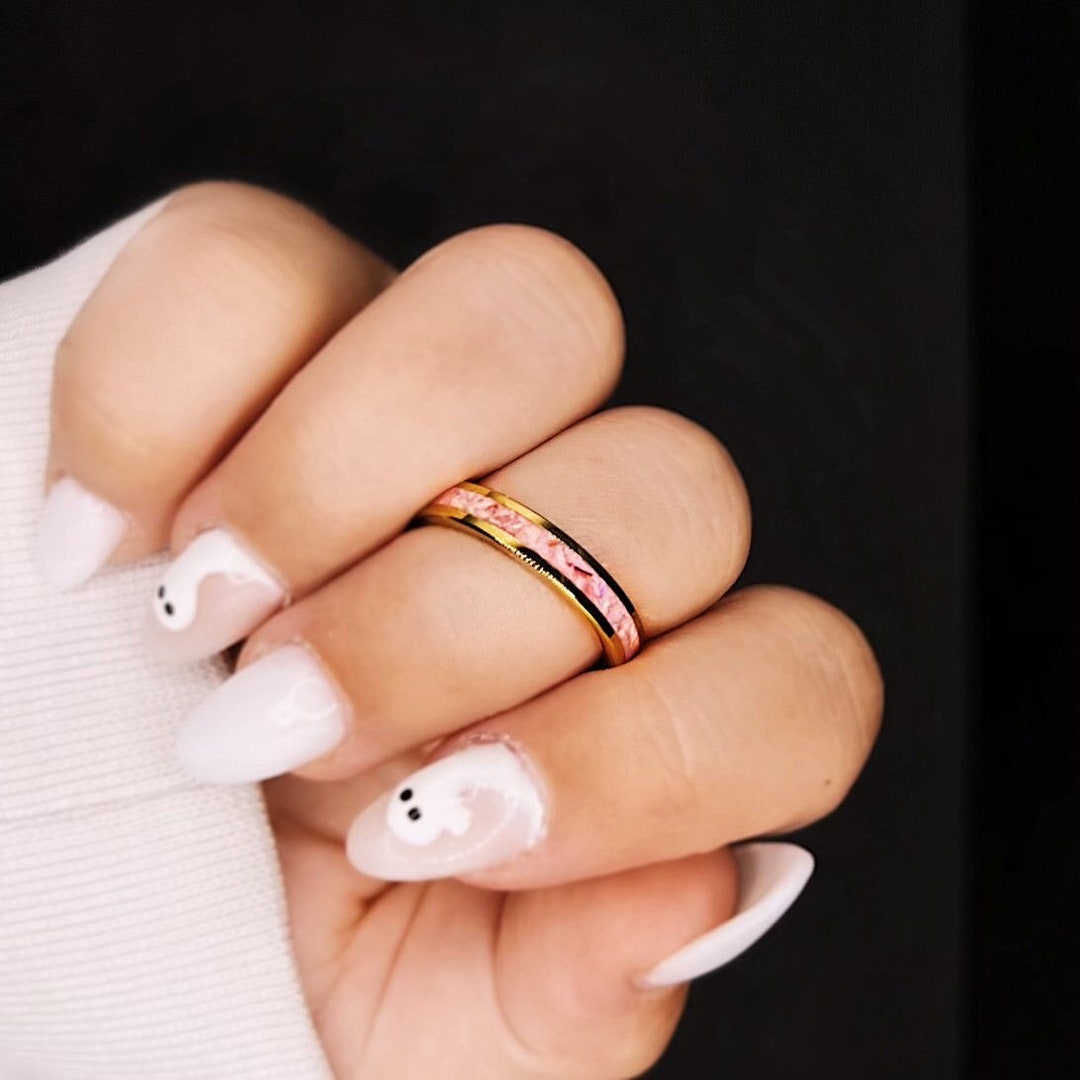 Pretty in Pink Stacking Ring With Pink Synthetic Opal on Gold Plated ...