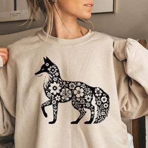 Fox Floral Svg Png, Flowers Svg, Animal Svg, Cute Fox Svg, Baby Fox Svg ...