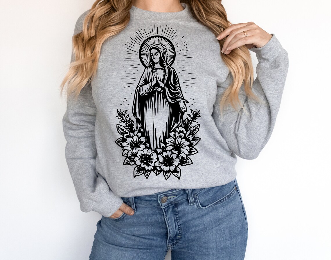 Virgin Mary Svg Png, Christian Svg, Religion Svg, Mother of Jesus Svg ...