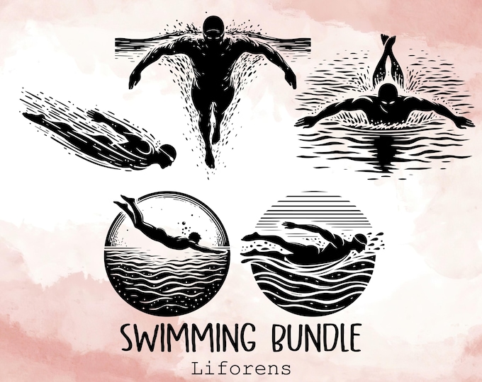 Swimming SVG Bundle, Swimming Dxf, Swimming Png, Swimming Vector ...