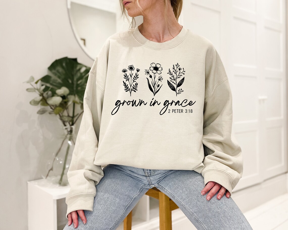 Grown in Grace Svg Png, Christian Svg, Flower Svg, Plant Svg, Bible ...