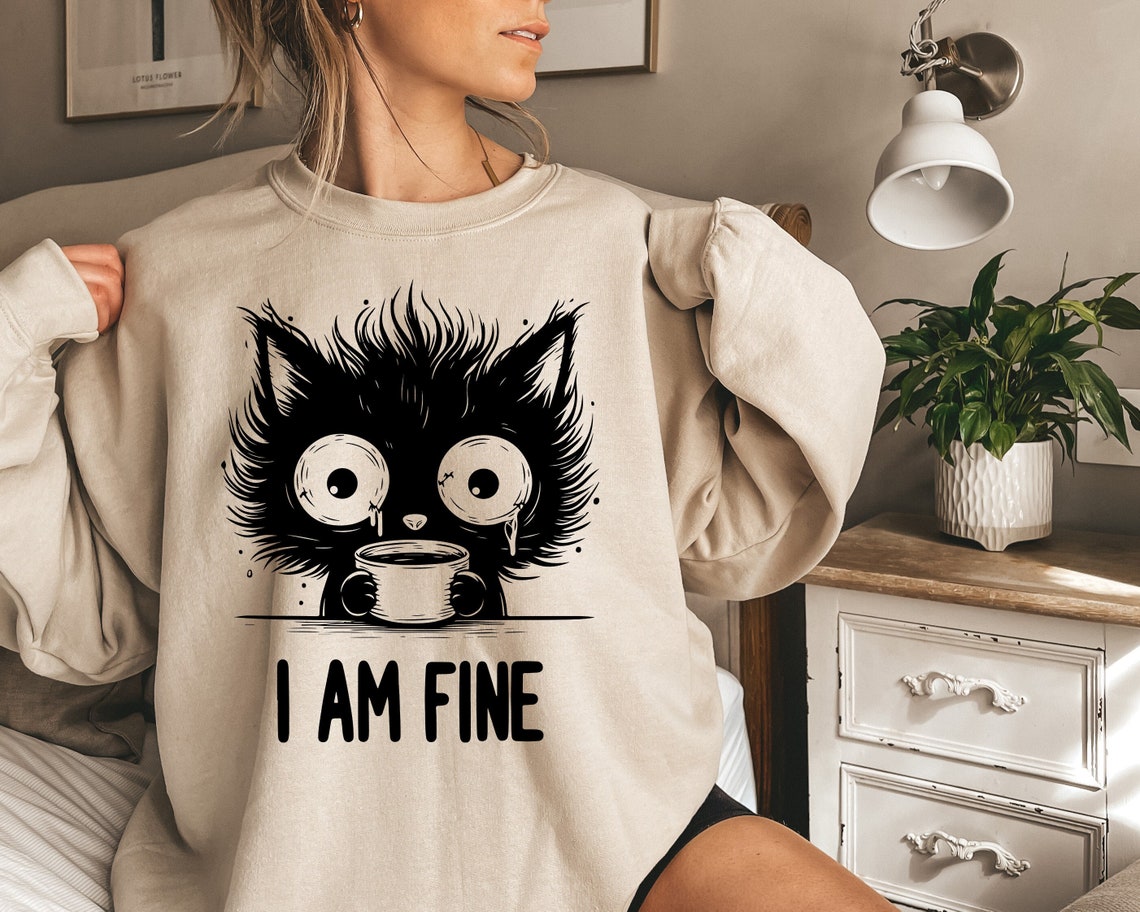 I Am Fine Svg Png, Black Cat Svg , Crazy Cat Svg, Cat Svg, Cat Png ...